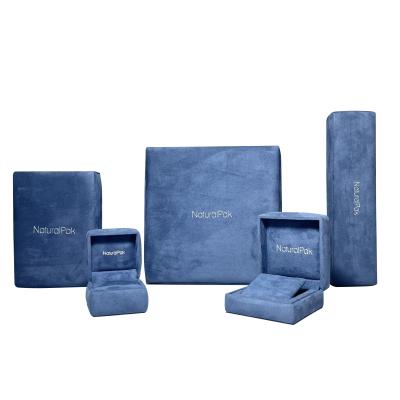 China Pale Blue Luxury Jewelry Packaging Boxes Decorative Necklace Bracelet Earring Gift Box for sale