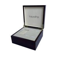 China Custom Wine Red Wood Paper Packaging Box Silver Metal Logo Watch Set Box for sale