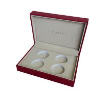China Square Two Piece Cardboard Box Vintage Style Red Coin Box With Cream Inner for sale