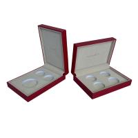 China Square Two Piece Cardboard Box Vintage Style Red Coin Box With Cream Inner for sale