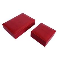 China Square Two Piece Cardboard Box Vintage Style Red Coin Box With Cream Inner for sale