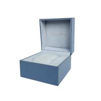 China Light Blue Watch Holder Embossed Logo Watch And Bracelet Box for sale