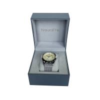 China Light Blue Watch Holder Embossed Logo Watch And Bracelet Box for sale