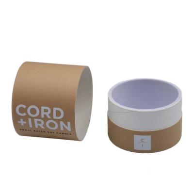 China Dia 102mm*158mm Kraft Tube Box Luxury Candle Packaging Boxes Rolled Edge for sale
