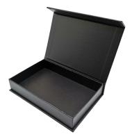 China Debossed Logo Luxury Folding Gift Boxes Black Printed Paper Presentation Box for sale
