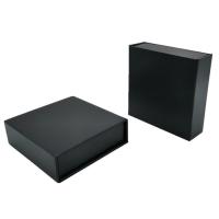 China Debossed Logo Luxury Folding Gift Boxes Black Printed Paper Presentation Box for sale