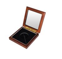 China Wood Grain Square Corner Commemorative Coin Boxes With Glass for sale