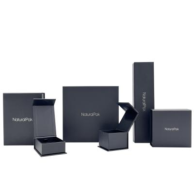 China Black Clamshell Magnetic Closure Jewelry Box Custom Size Cardboard Wallet Boxes for sale