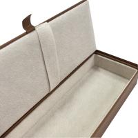 China Classical Light Brown PU Gifts Packing Boxes Luxury Pen Display Box for sale