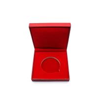 China 75*85*36mm Commemorative Coin Boxes Leatherette Covered Square Coin Medal Box for sale