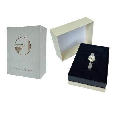 China Custom Two Piece Lift Off Cardboard Watch Box With Recessed Base for sale