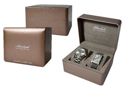 China Custom Logo Luxury Watch Display Pearl Paper Watch Holder Case With Cushion for sale