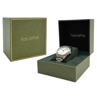 China Velvet Luxury Watch Packaging Box With Gold Frame for sale