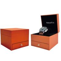 China Luxury Wrist Watch Packaging Boxes With Drawer / Gold Button for sale