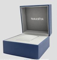 China LUXURY BLUE PU H ROLL Cushion Watch Packaging Box Grey Velvet Inside for sale
