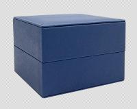 China LUXURY BLUE PU H ROLL Cushion Watch Packaging Box Grey Velvet Inside for sale