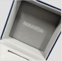China LUXURY BLUE PU H ROLL Cushion Watch Packaging Box Grey Velvet Inside for sale