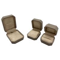 China soft Touch PU Khaki Jewelry Packaging Box For Ring Earring Bangle for sale