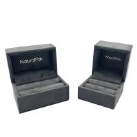 China Luxury Grey Velvet Jewelry Packaging Box For Ring Wedding Earring Pendant Necklace for sale