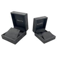 China Luxury Grey Velvet Jewelry Packaging Box For Ring Wedding Earring Pendant Necklace for sale