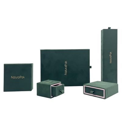 China 2C Suede Drawer Jewelry Box Packaging For Ring Earring Pendant Bangle Bracelet for sale