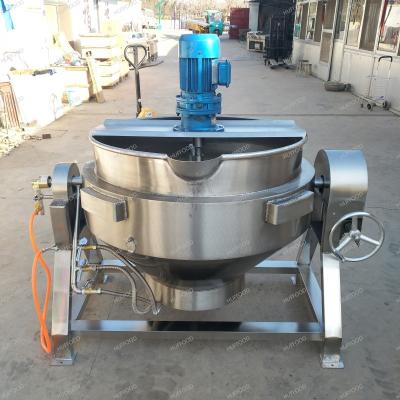 China 50-800 L Industrial Steam Jacketed Cooking Kettle For Cocoa Beans Peanut Butter Grinder for sale