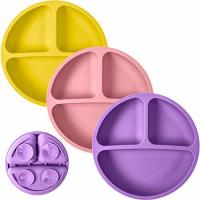 China Rainbow Silicone Feeding Set Silicone Divided Suction Plate Three Component for sale