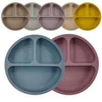 China Custom Children Toddler Three Divided Baby Silicone Suction Placemat Plate for sale