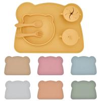 China Cartoon Bear Shape Kids Feeding Food Grade Silicone Table Mats Dinner Placemat For Baby for sale