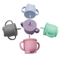 China Leakproof Silicone Non Slip Baby Sippy Cup With Straw For Feeding for sale