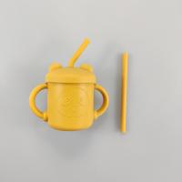 China Leakproof Silicone Non Slip Baby Sippy Cup With Straw For Feeding for sale