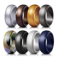 China Amazon Best Seller Silicone Ring Step Edge Wedding Band Silicone Sports Rings for Men for sale