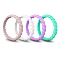 China Thin Braided Stackable Sport Black Ring Hypoallergenic Silicone Wedding Rings for Women for sale