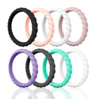 China Thin Braided Stackable Sport Black Ring Hypoallergenic Silicone Wedding Rings for Women for sale