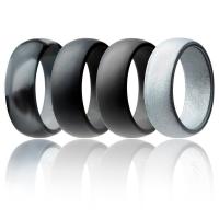 China 17 Colors Black Silicone Rubber Ring 8mm Wide 2.8mm Thick Step Edge Sleek For Engagement Wedding for sale