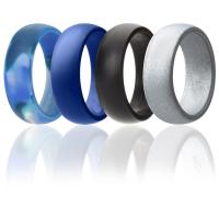China 17 Colors Black Silicone Rubber Ring 8mm Wide 2.8mm Thick Step Edge Sleek For Engagement Wedding for sale