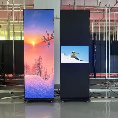 China 4G & WiFi Controlled LED Poster with Foldable Wheels and P1.5mm Pixel Pitch for Shopping Malls for sale
