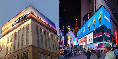 China Curved Exterior Building 3D Billboard Big Screen Video Led Image Display P3.9 Fixed Advertising Screen Display Outdoor for sale