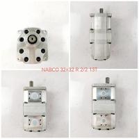 China NABCO-32+32 R2/2 13T Komatsu Gear Pump GD605A GD655A WA100 WA100SS WA100S for sale
