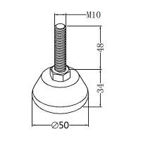 China M10 Screw JY-1209A Black Rubber Foot Cup 50mm Base Diameter for sale