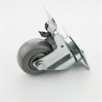 China Iron Brake PVC Caster Wheels 130KG M12 Threaded Stem Caster Flat Steering for sale