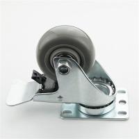 China Iron Brake PVC Caster Wheels 130KG M12 Threaded Stem Caster Flat Steering for sale