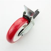 China 3 Inch JY PU Caster Wheels With Brake Heavy Duty Braked Castors for sale