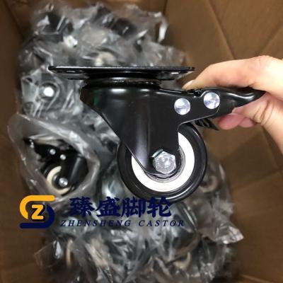 China 2 Inch Double Ball Bearings PVC Caster Wheel Black Furniture Caster with Brake 40-90 lbs for sale