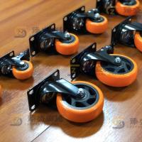 China 5 Inch Orange PVC Caster Wheel Double Brake Double Ball Bearing 125kg Capacity Swivel Equipment for sale