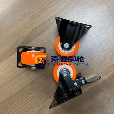 China 2 Inch 50mm Light Orange PVC Caster with Double Ball Bearings for Furniture and Trolley for sale