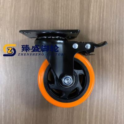 China Orange 4 Inch PVC Caster Wheel 100mm Diameter Double Ball Bearings Corrosion Resistant for sale