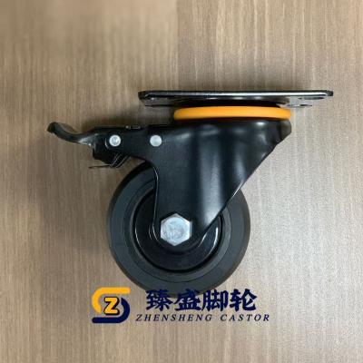 China 3 Inch Black TPR Caster Wheel with Double Ball Bearings and Double Brake 75mm for sale
