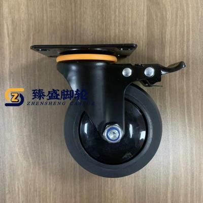 China 4 Inch TPR Caster Wheel with Electrophoretic Coating Double Ball Bearings Double Brake 100mm for sale