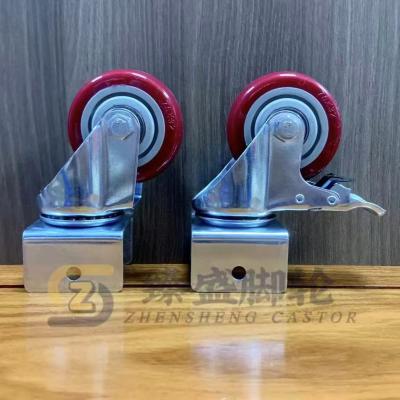 China OEM 3in U Bracket Castors Red Caster Wheels With U Bracket CE Approval for sale
